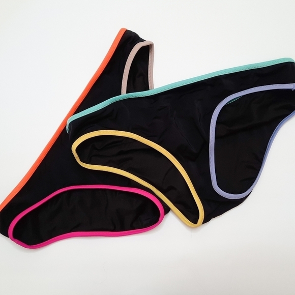 Victoria's Secret | Swim | Victorias Secret Black Rainbow Trim Bikini ...